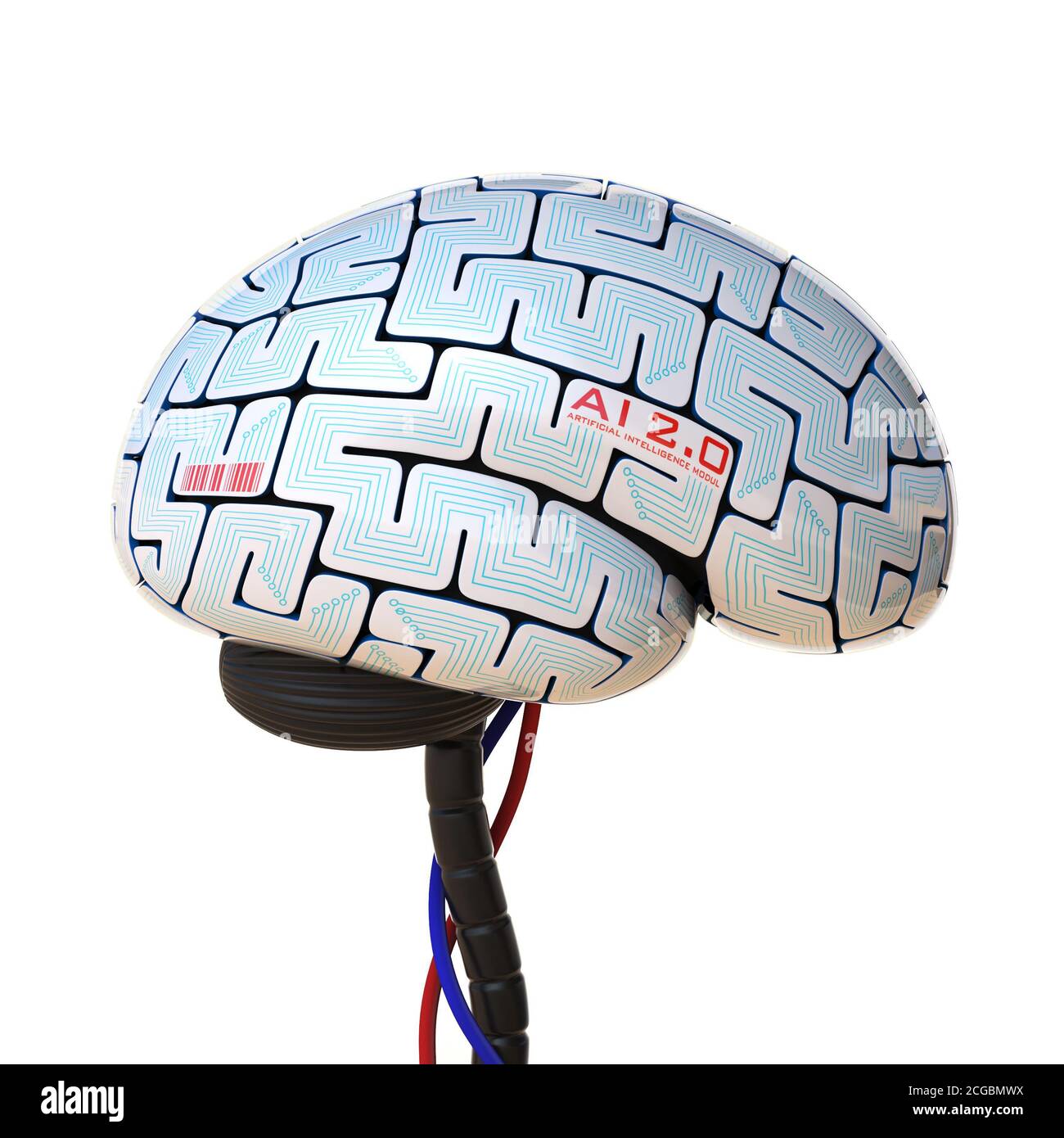 Artificial intelligence concept, bionic brain, robot brain 3d rendering ...