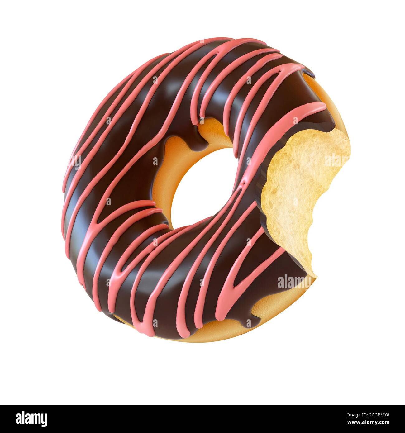 Glazed donut or doughnut with bite missing 3d rendering Stock Photo - Alamy