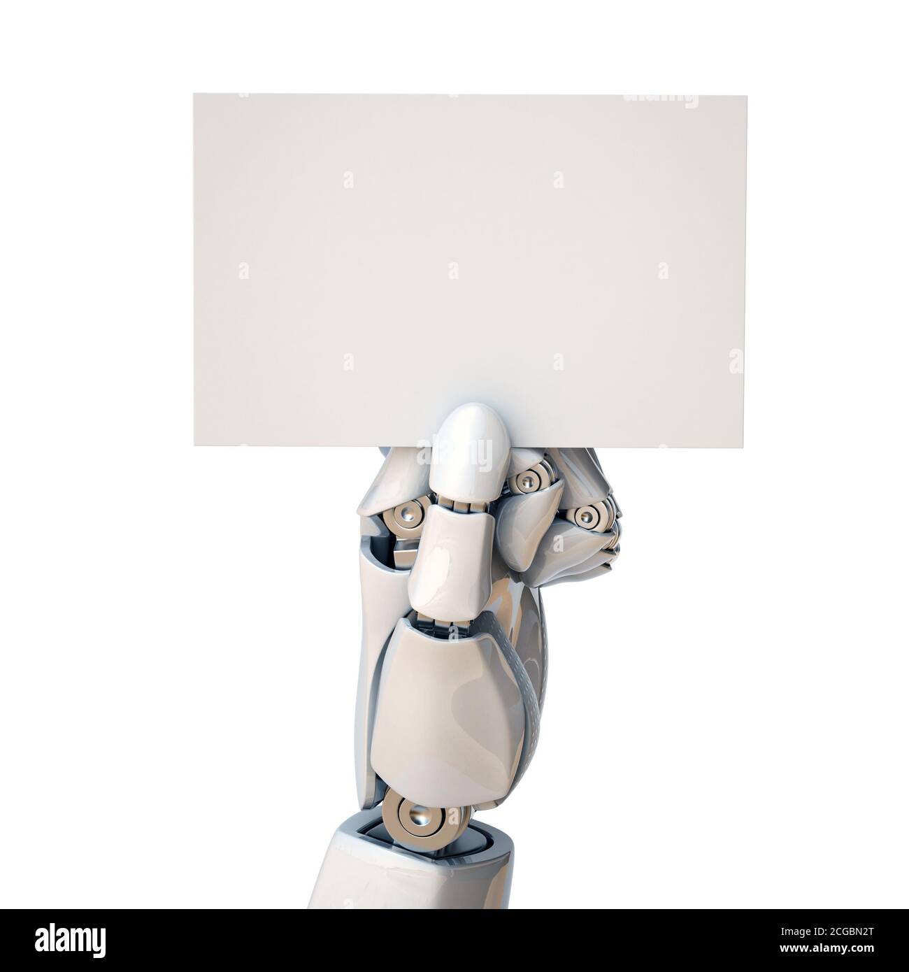 Robot hand holding a blank business card 3d rendering Stock Photo - Alamy