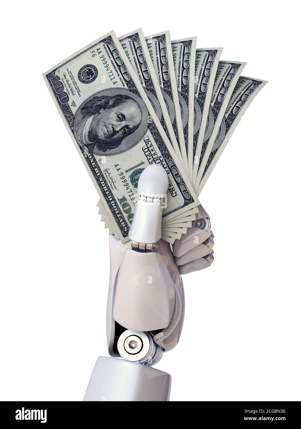 Robot hand holding dollar bills 3d rendering Stock Photo - Alamy