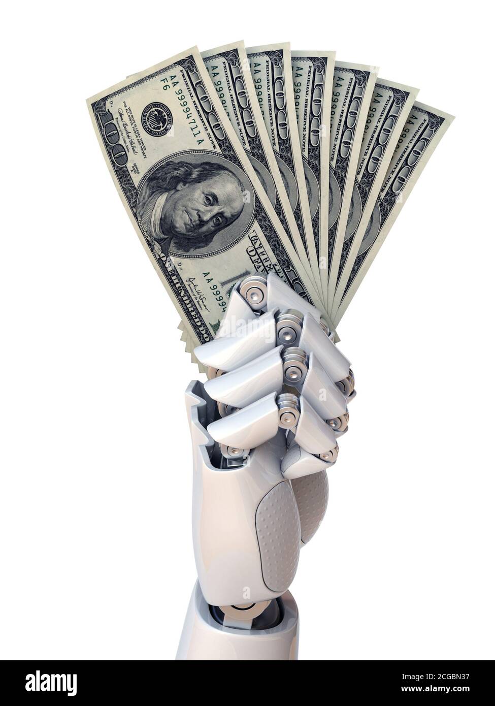 Robot hand holding dollar bills 3d rendering Stock Photo - Alamy