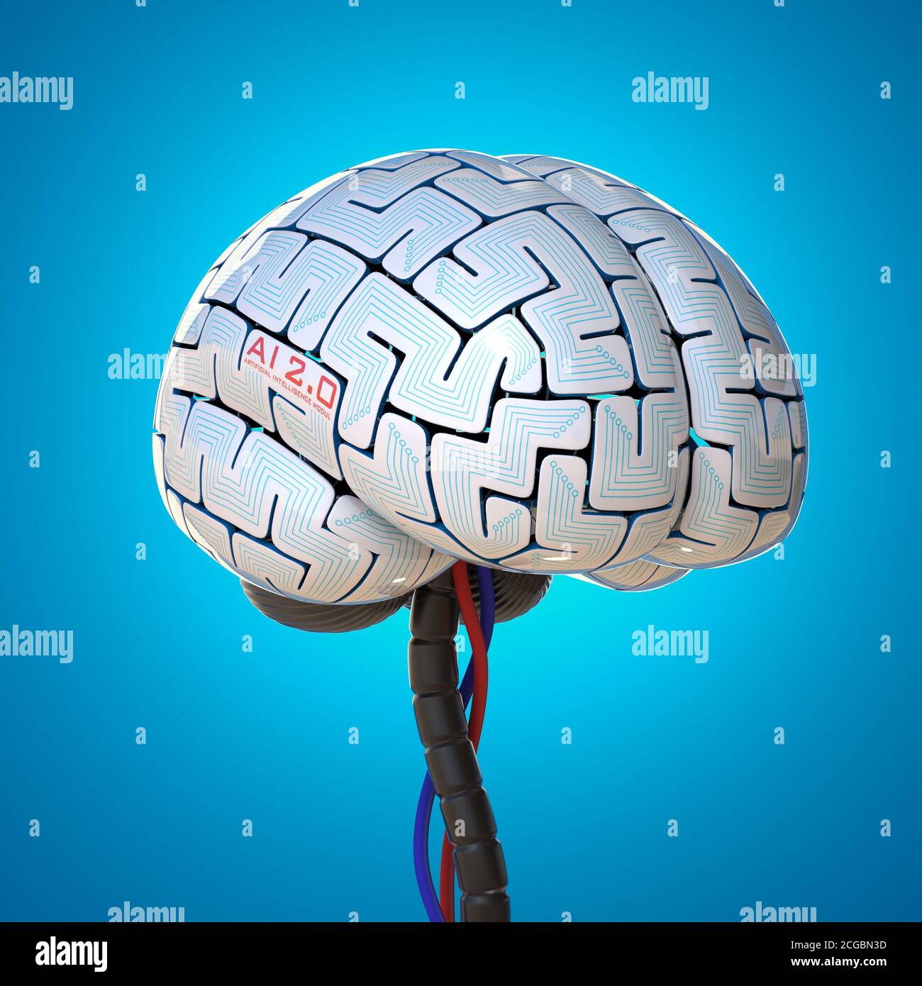 Artificial intelligence concept, bionic brain, robot brain 3d rendering ...