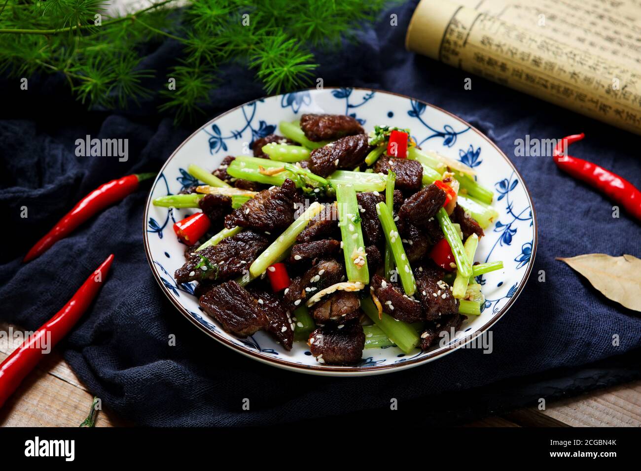 Celery fry beef Stock Photo - Alamy