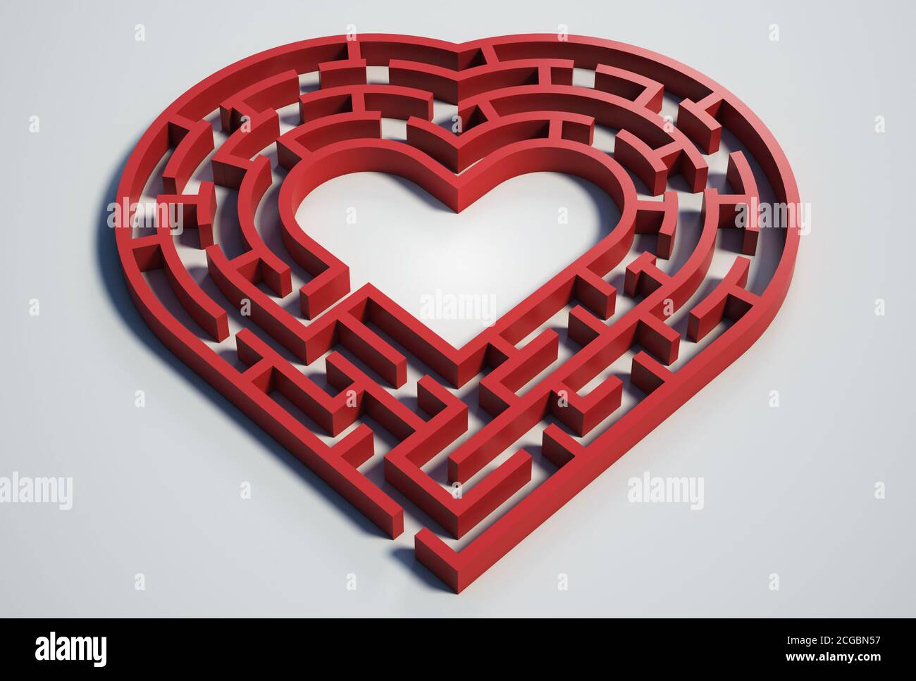 Heart shaped maze labyrinth of love 3d rendering Stock Photo - Alamy