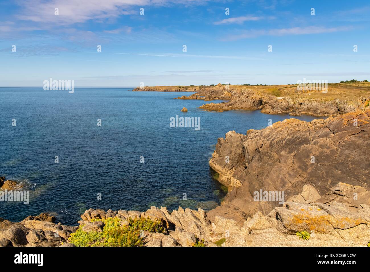 Yeu island in France, beautiful landscape, the coast with cliffs and ...