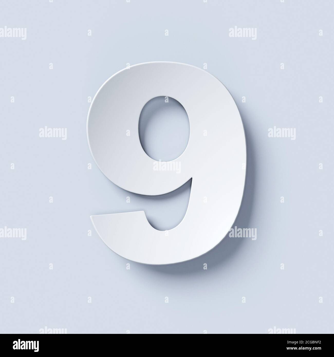 White bent paper font number 9 Stock Photo - Alamy