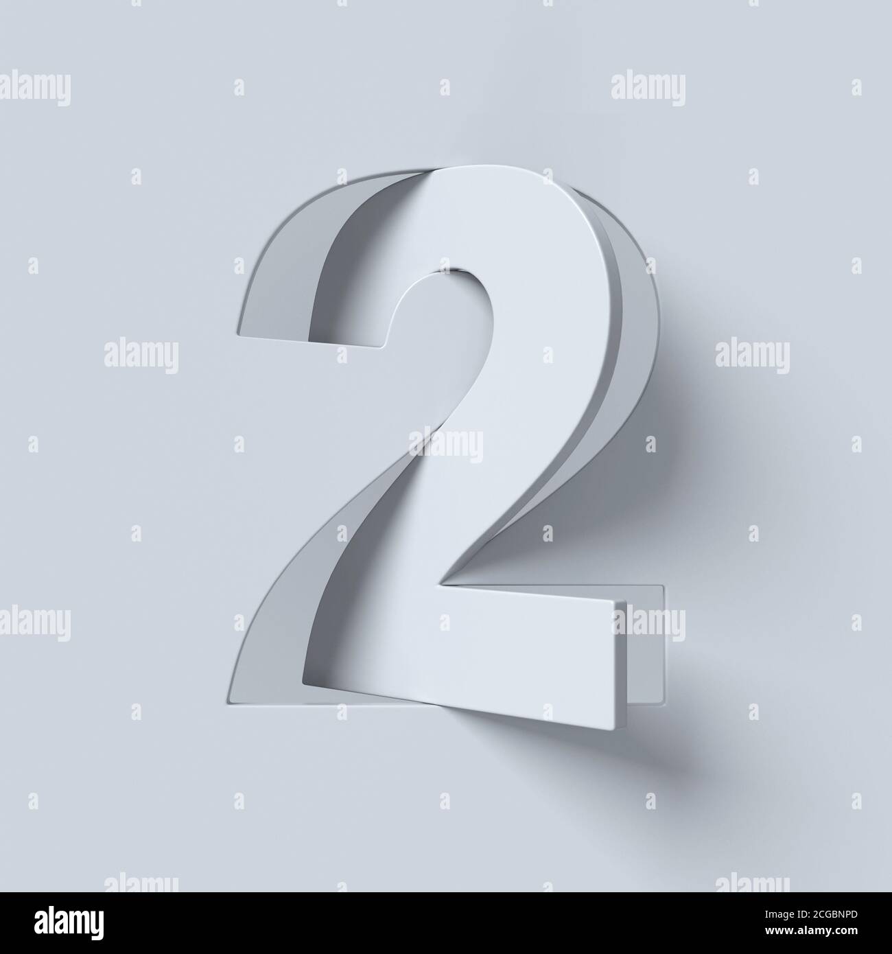Cut out and rotated font 3d rendering number 2 Stock Photo - Alamy