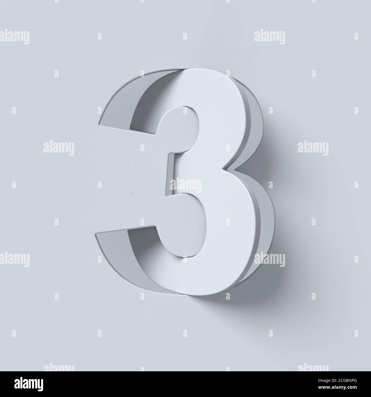 Cut out and rotated font 3d rendering number 3 Stock Photo - Alamy