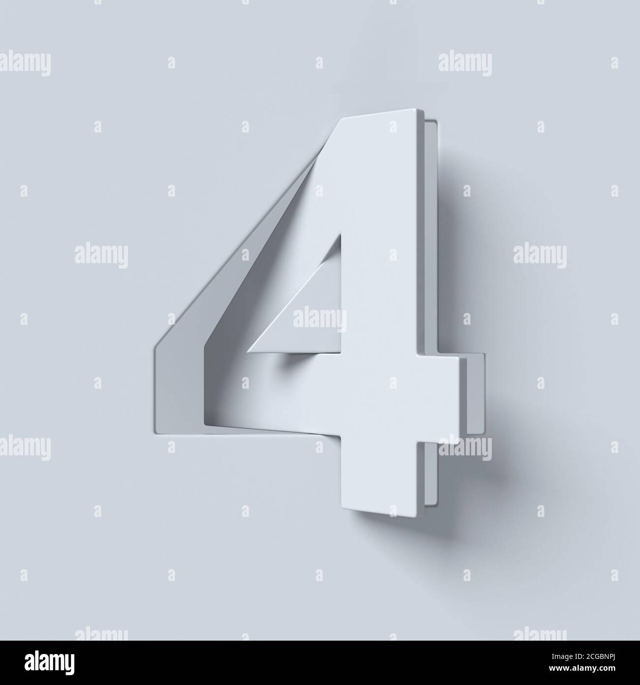 Cut out and rotated font 3d rendering number 4 Stock Photo - Alamy