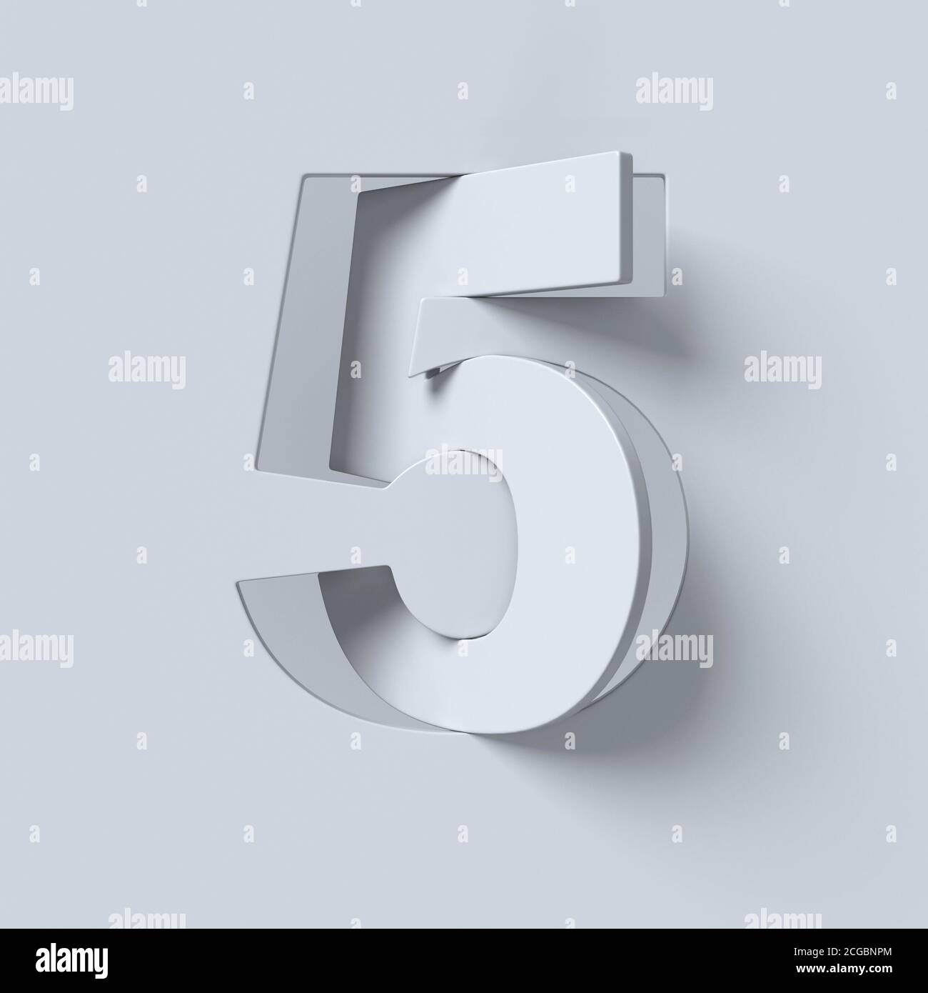 Cut out and rotated font 3d rendering number 5 Stock Photo - Alamy