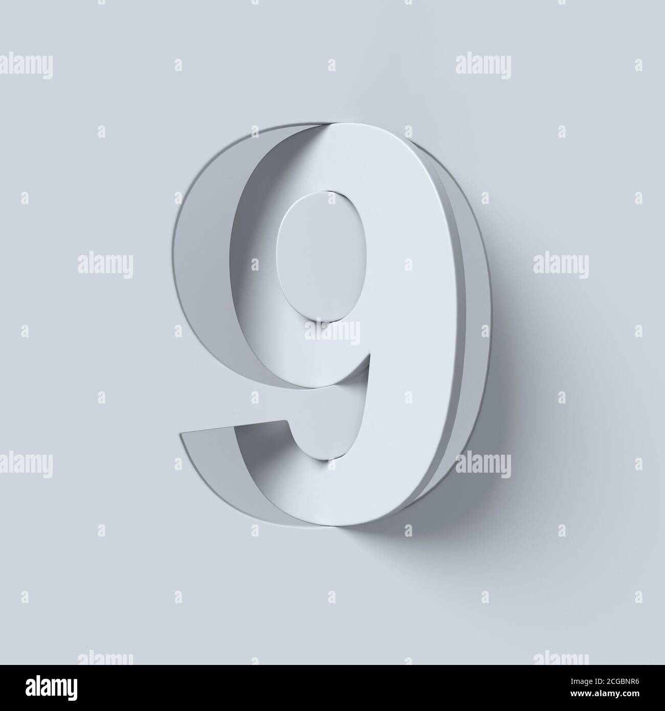 Cut out and rotated font 3d rendering number 9 Stock Photo - Alamy