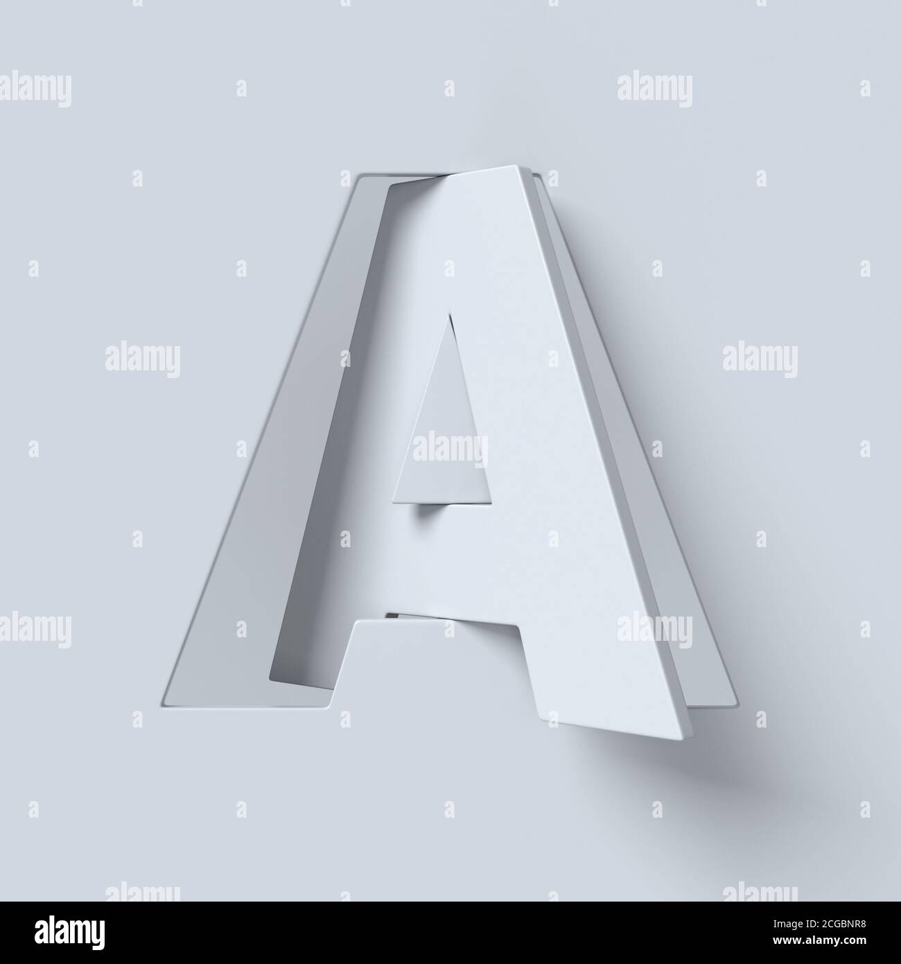 Cut out and rotated font 3d rendering letter A Stock Photo - Alamy