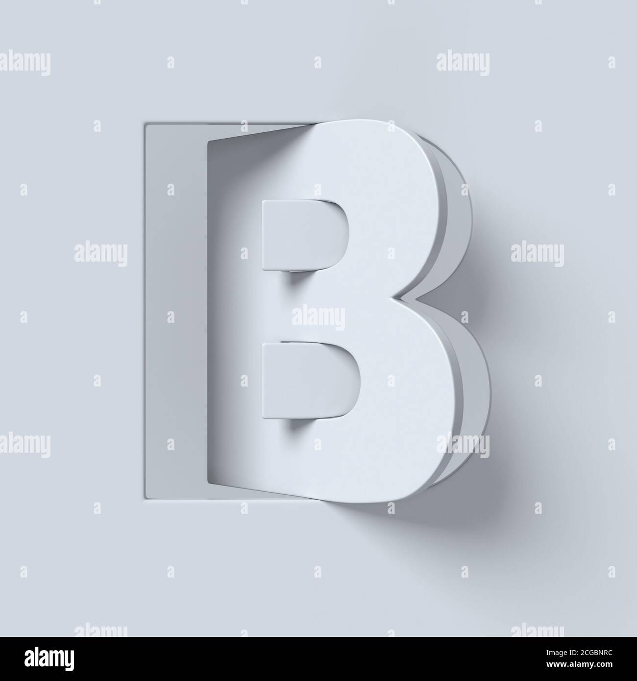 Cut out and rotated font 3d rendering letter B Stock Photo - Alamy