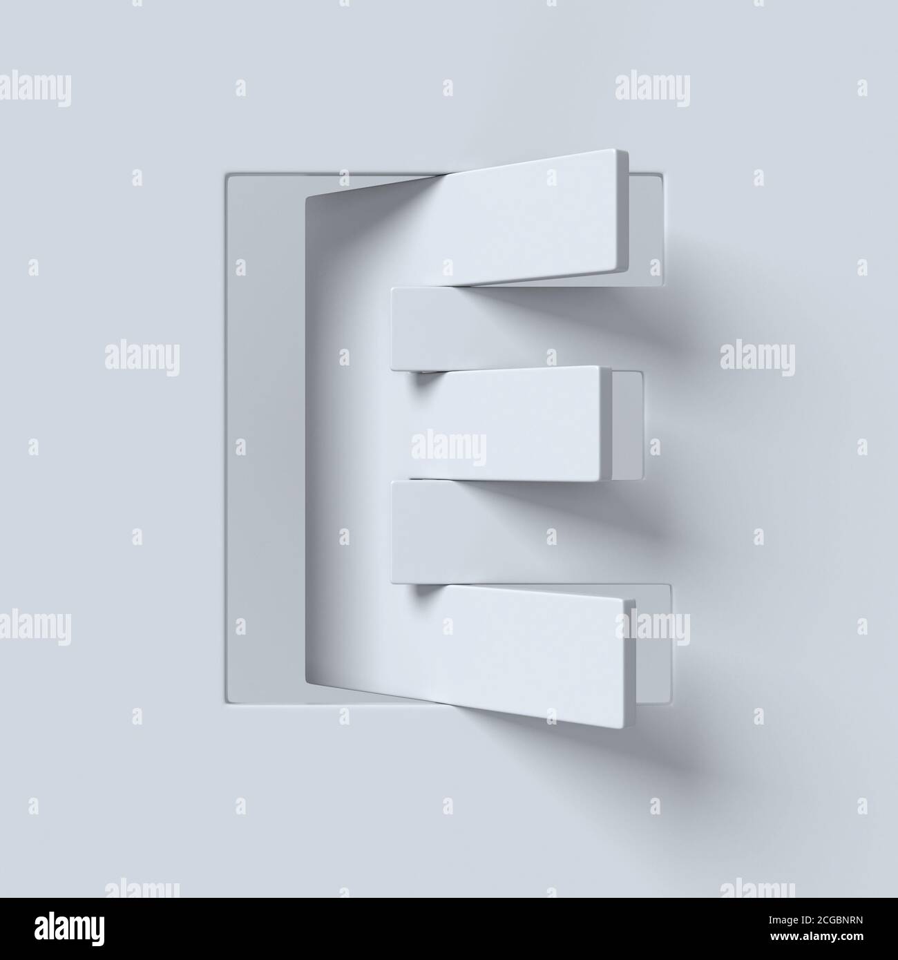 Cut out and rotated font 3d rendering letter E Stock Photo - Alamy