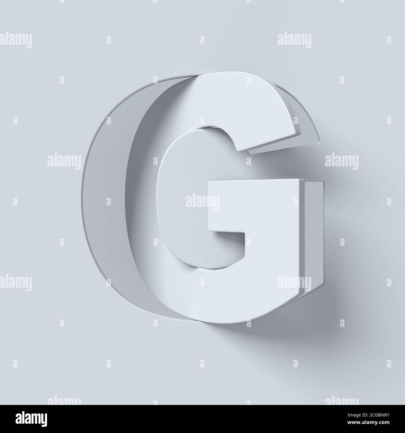 Cut out and rotated font 3d rendering letter G Stock Photo - Alamy