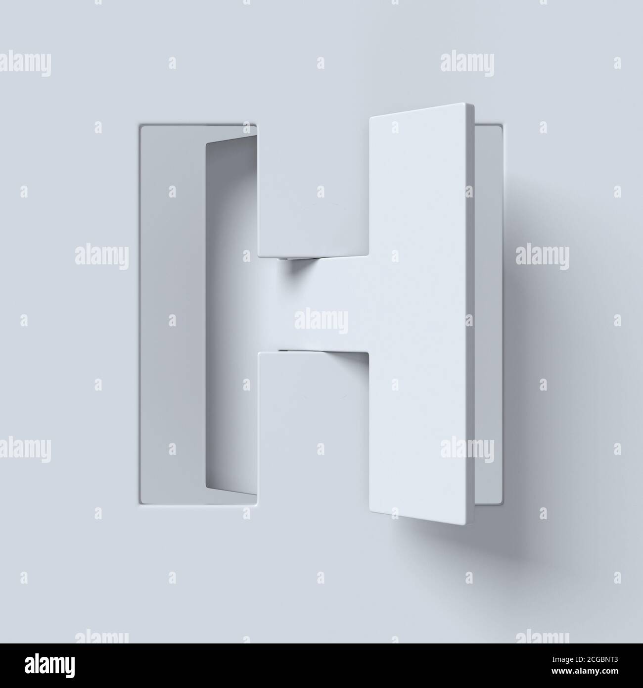Cut out and rotated font 3d rendering letter H Stock Photo - Alamy