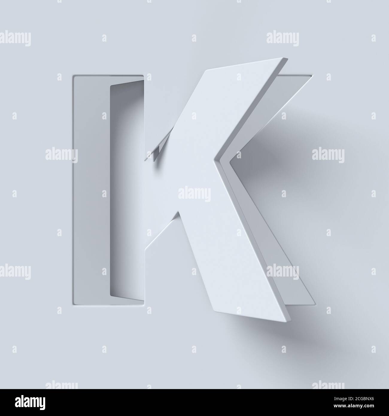 Cut out and rotated font 3d rendering letter K Stock Photo - Alamy