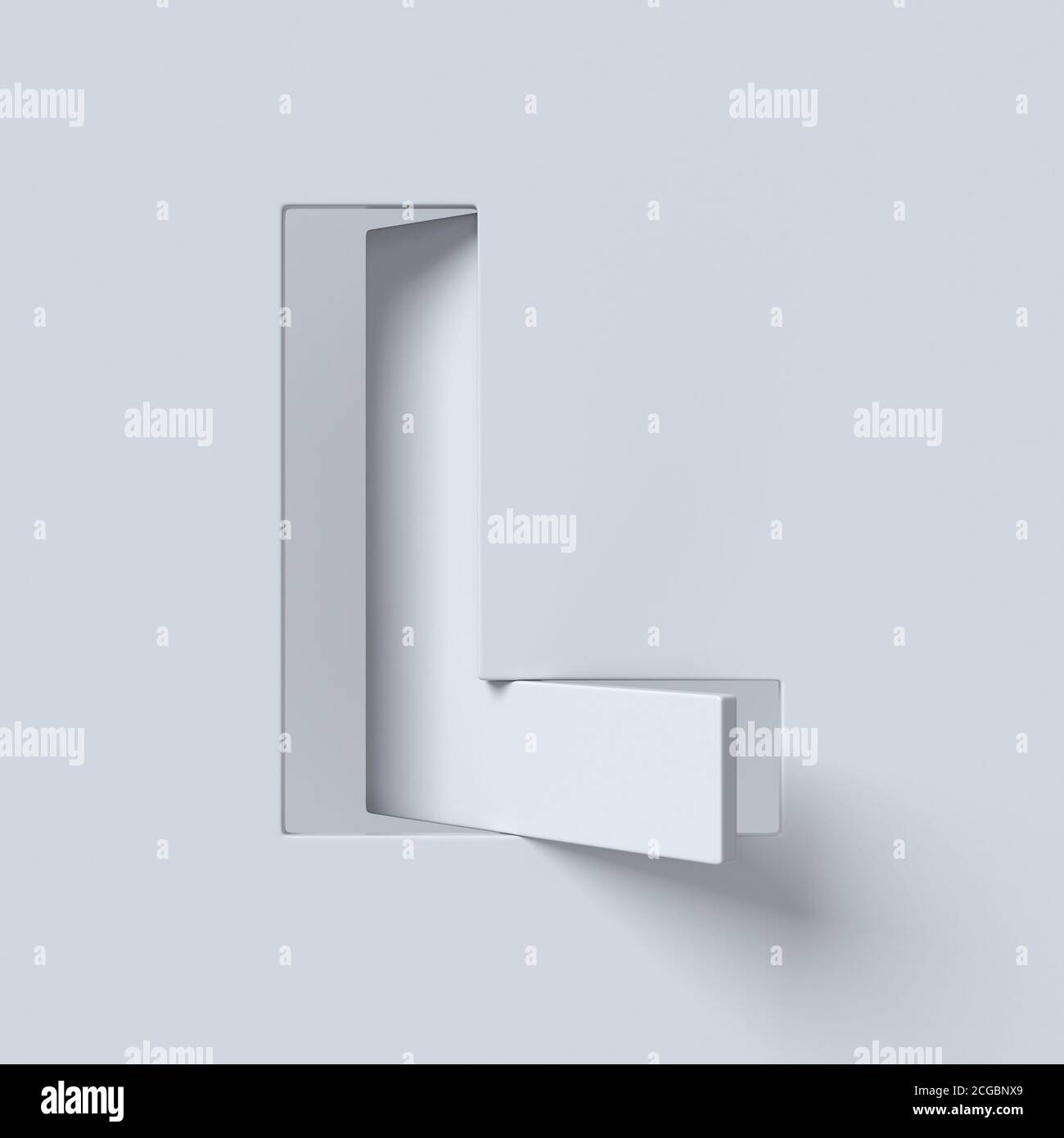 Cut out and rotated font 3d rendering letter L Stock Photo - Alamy