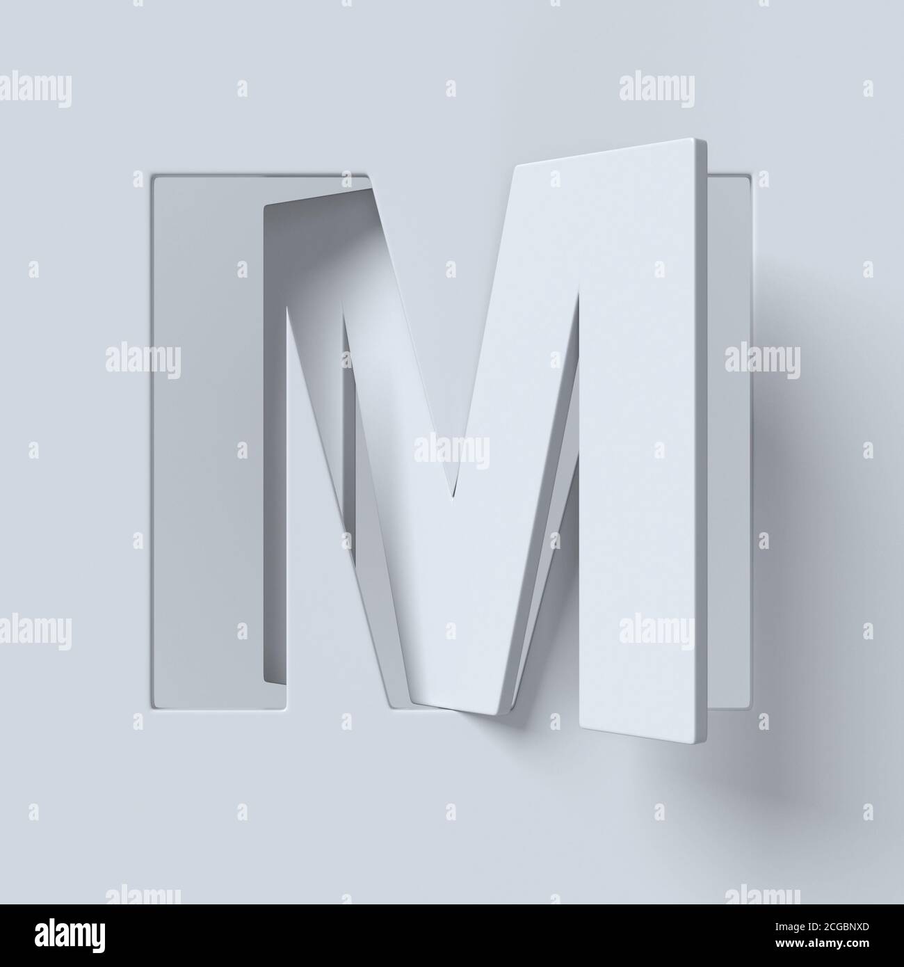 Cut out and rotated font 3d rendering letter M Stock Photo - Alamy