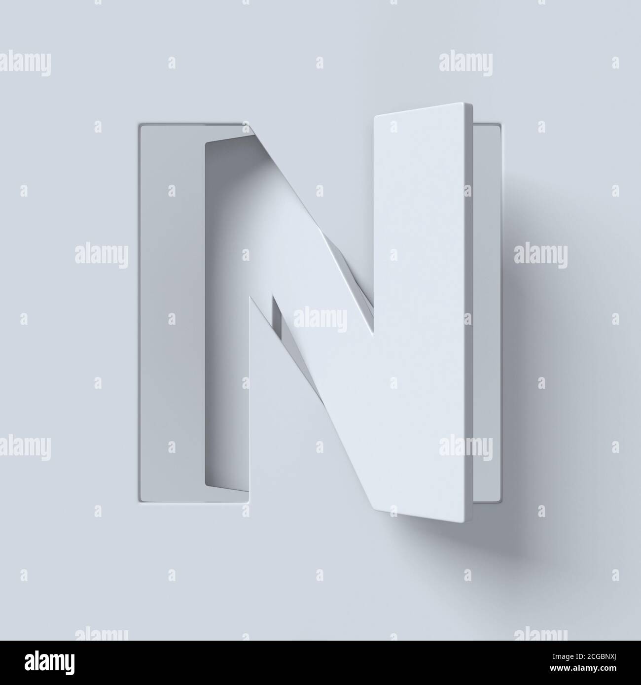 Cut out and rotated font 3d rendering letter N Stock Photo - Alamy