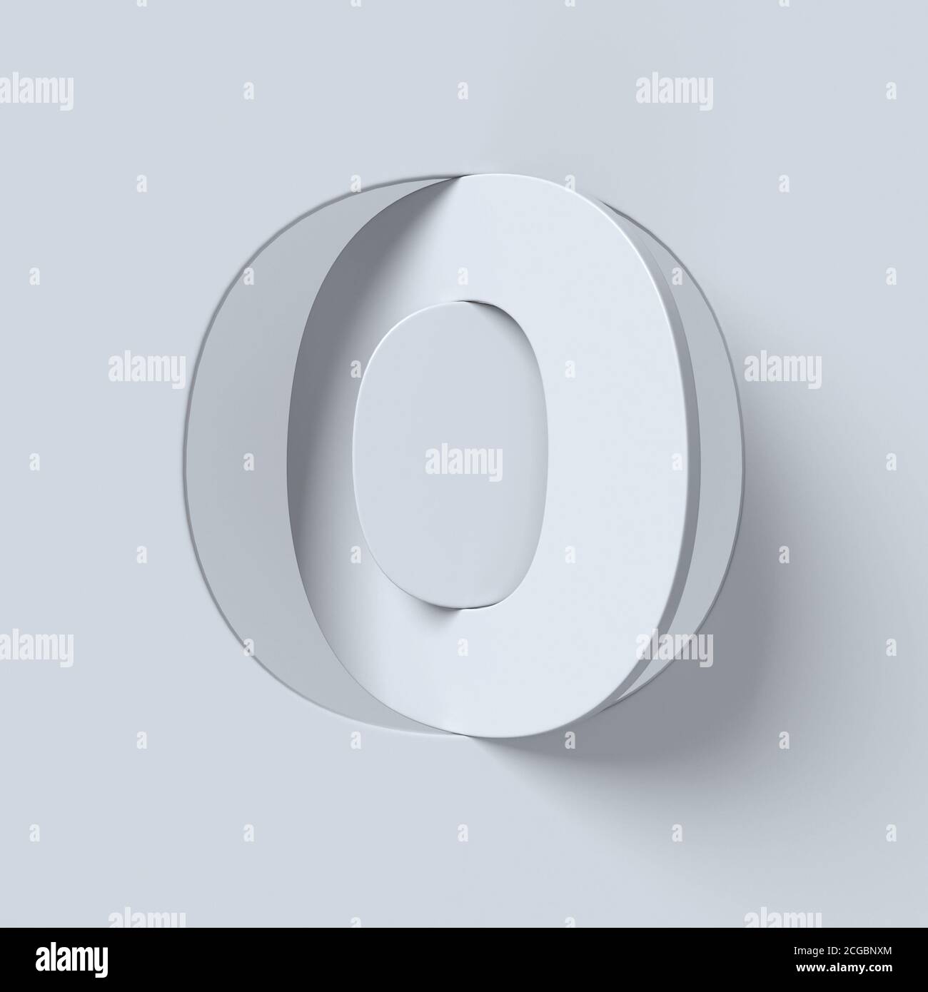 Cut out and rotated font 3d rendering letter O Stock Photo - Alamy