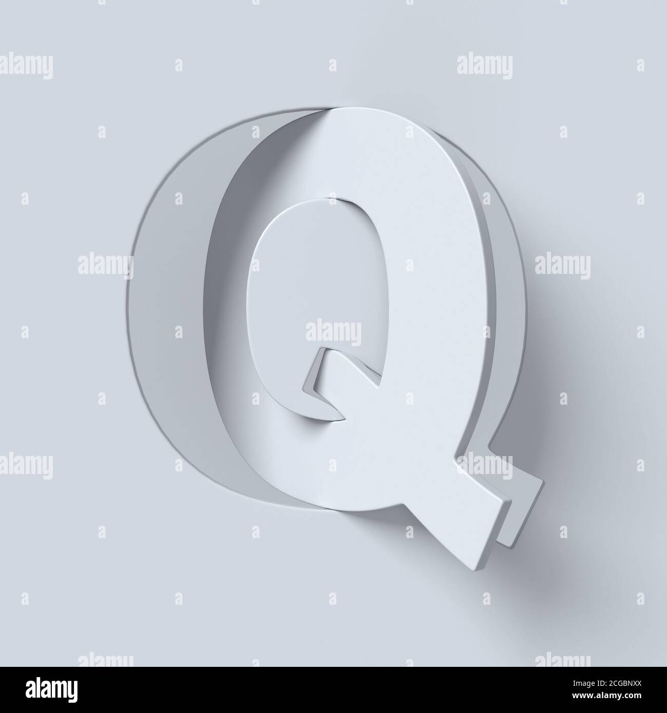 Cut out and rotated font 3d rendering letter Q Stock Photo - Alamy