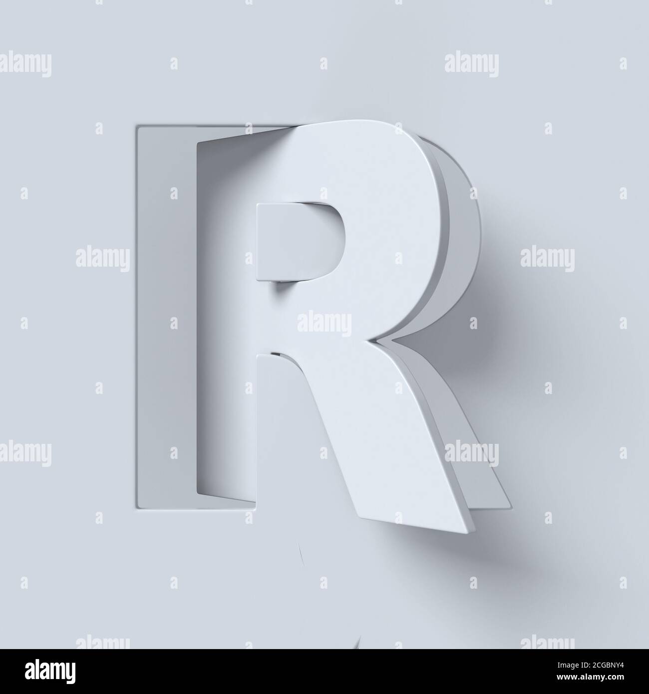 Cut out and rotated font 3d rendering letter R Stock Photo - Alamy