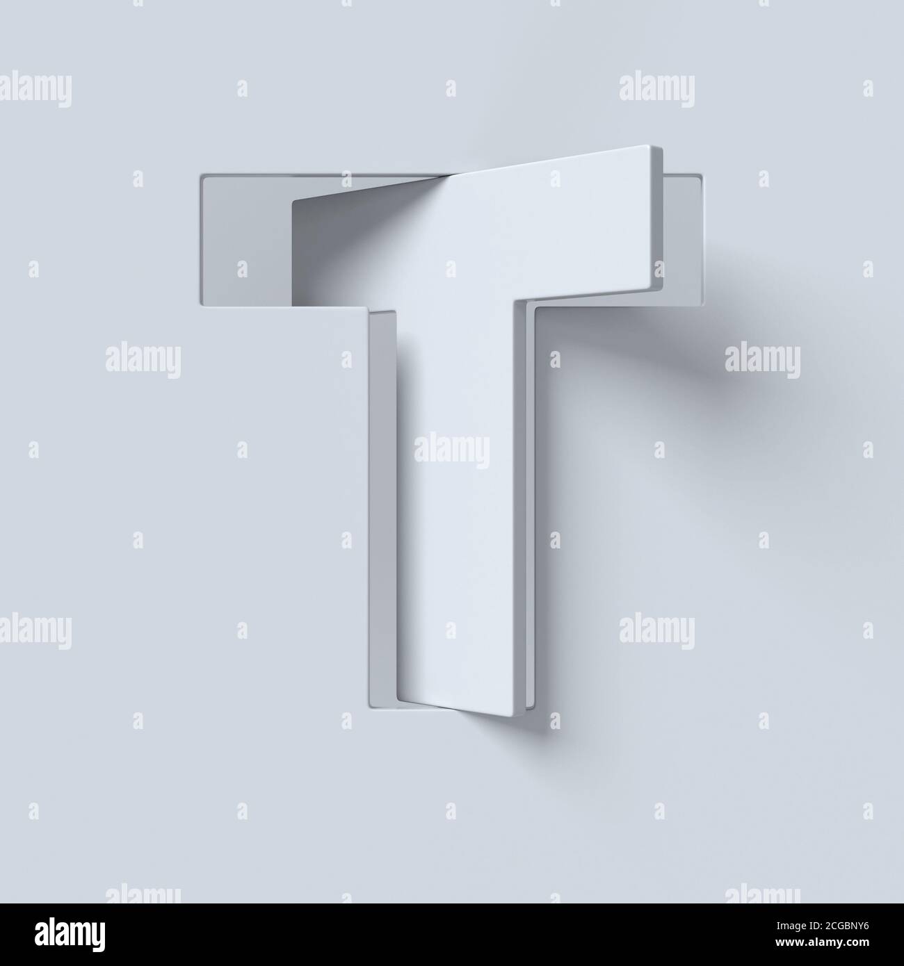 Cut out and rotated font 3d rendering letter T Stock Photo - Alamy