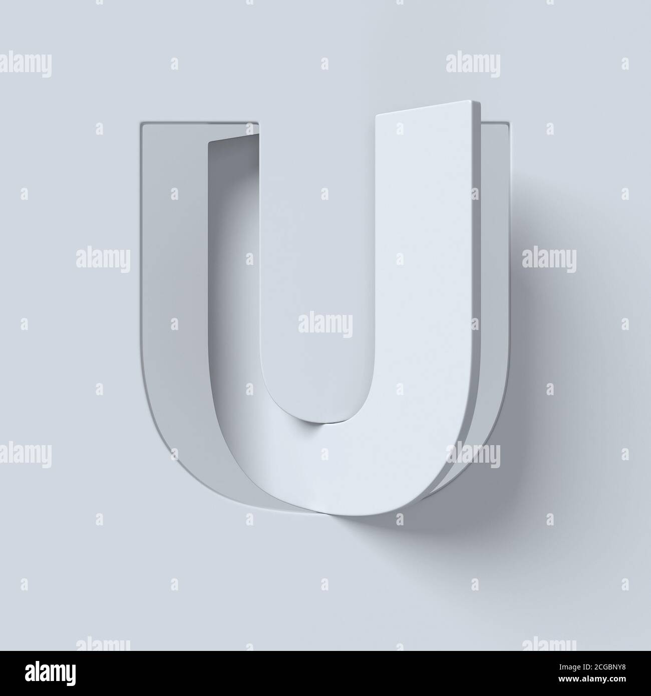Cut out and rotated font 3d rendering letter U Stock Photo - Alamy