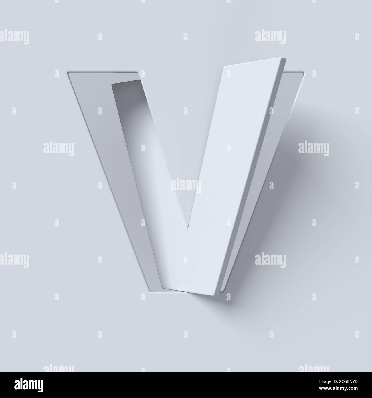 Cut out and rotated font 3d rendering letter V Stock Photo - Alamy