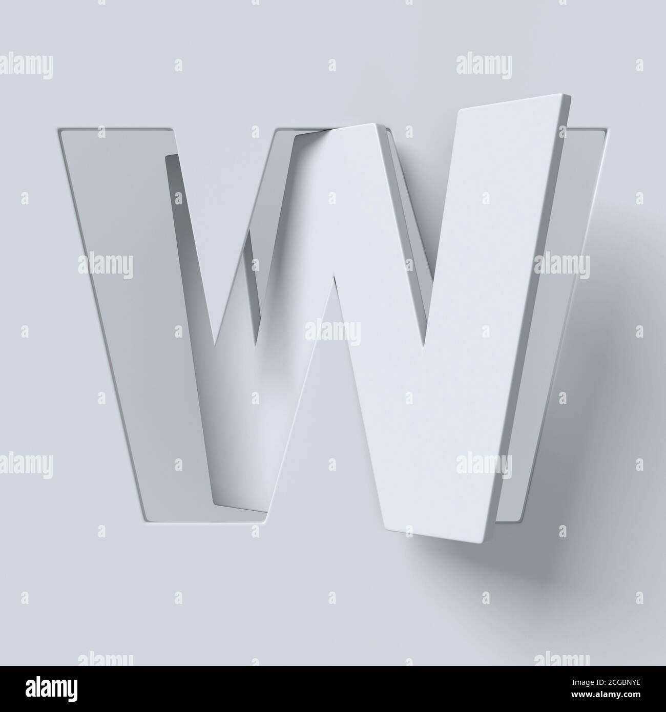 Cut out and rotated font 3d rendering letter W Stock Photo - Alamy