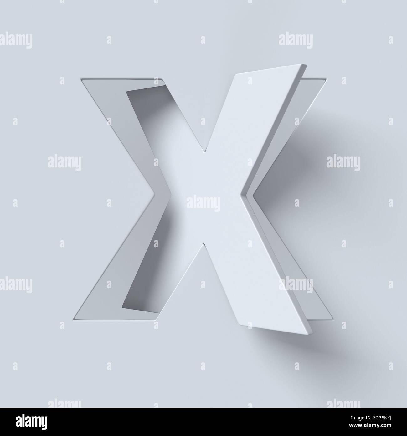 Cut out and rotated font 3d rendering letter X Stock Photo - Alamy