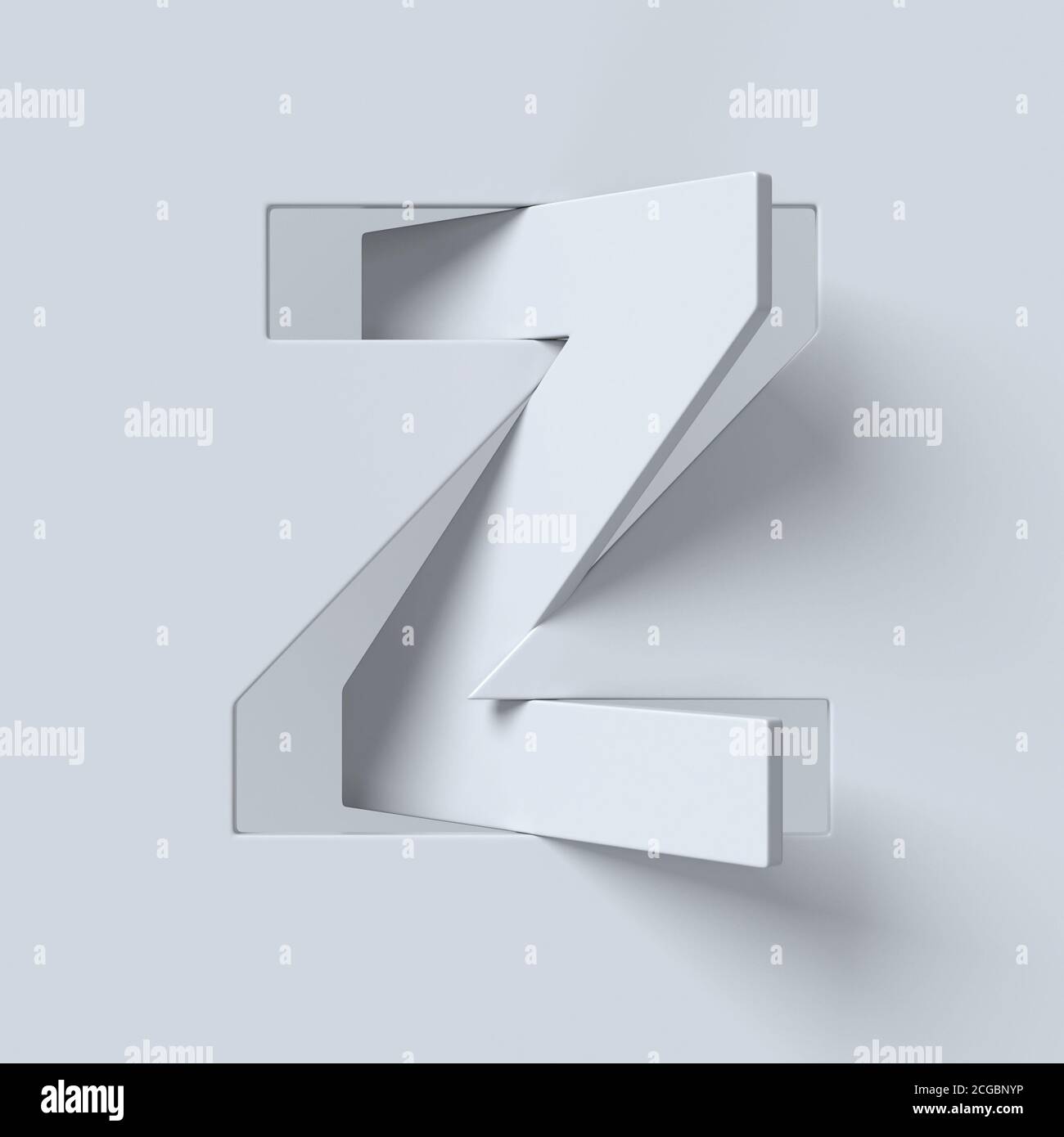 Cut out and rotated font 3d rendering letter Z Stock Photo - Alamy