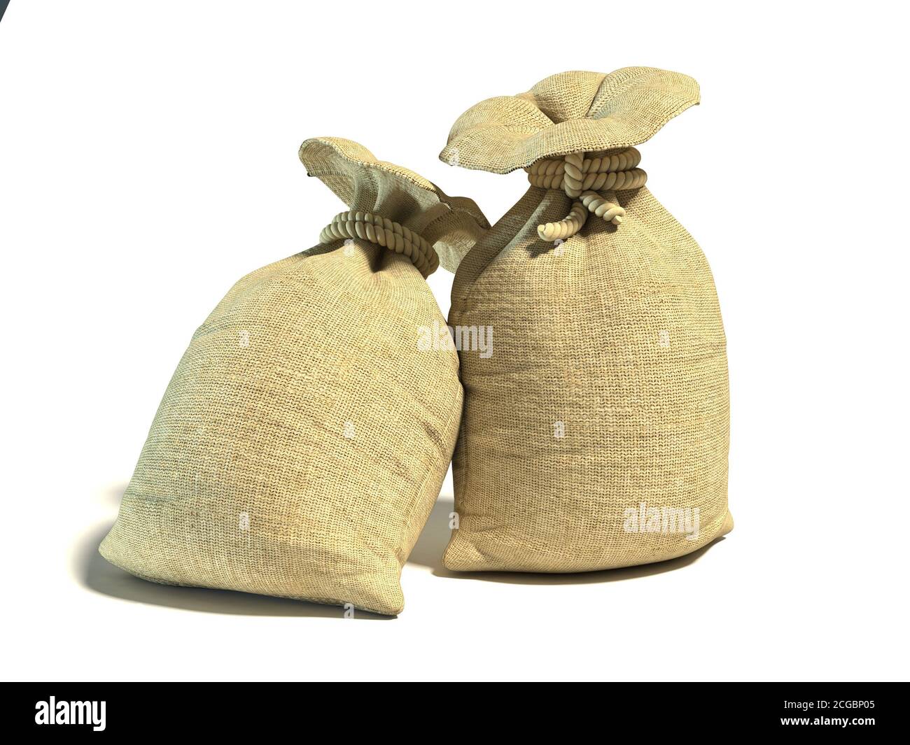 Full tied sacks 3d rendering Stock Photo - Alamy
