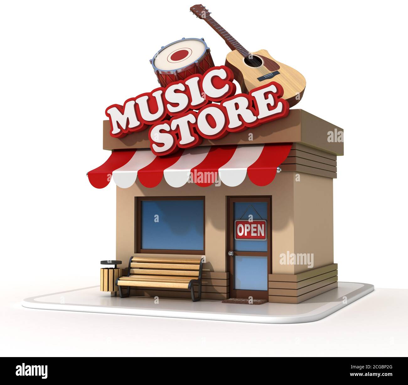 Music store shop front 3d rendering Stock Photo - Alamy