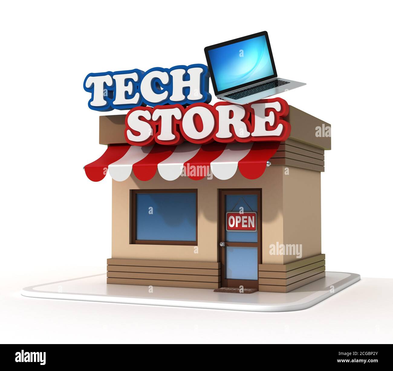 Tech store shop front 3d rendering Stock Photo - Alamy