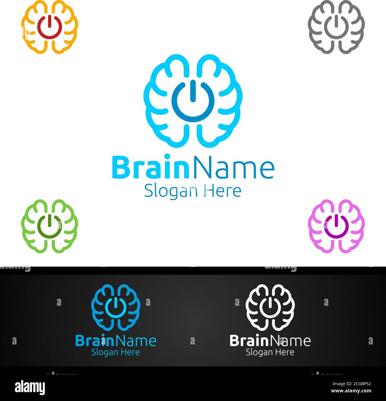 Power Brain Logo with Think Idea Concept Vector Design Stock Vector ...
