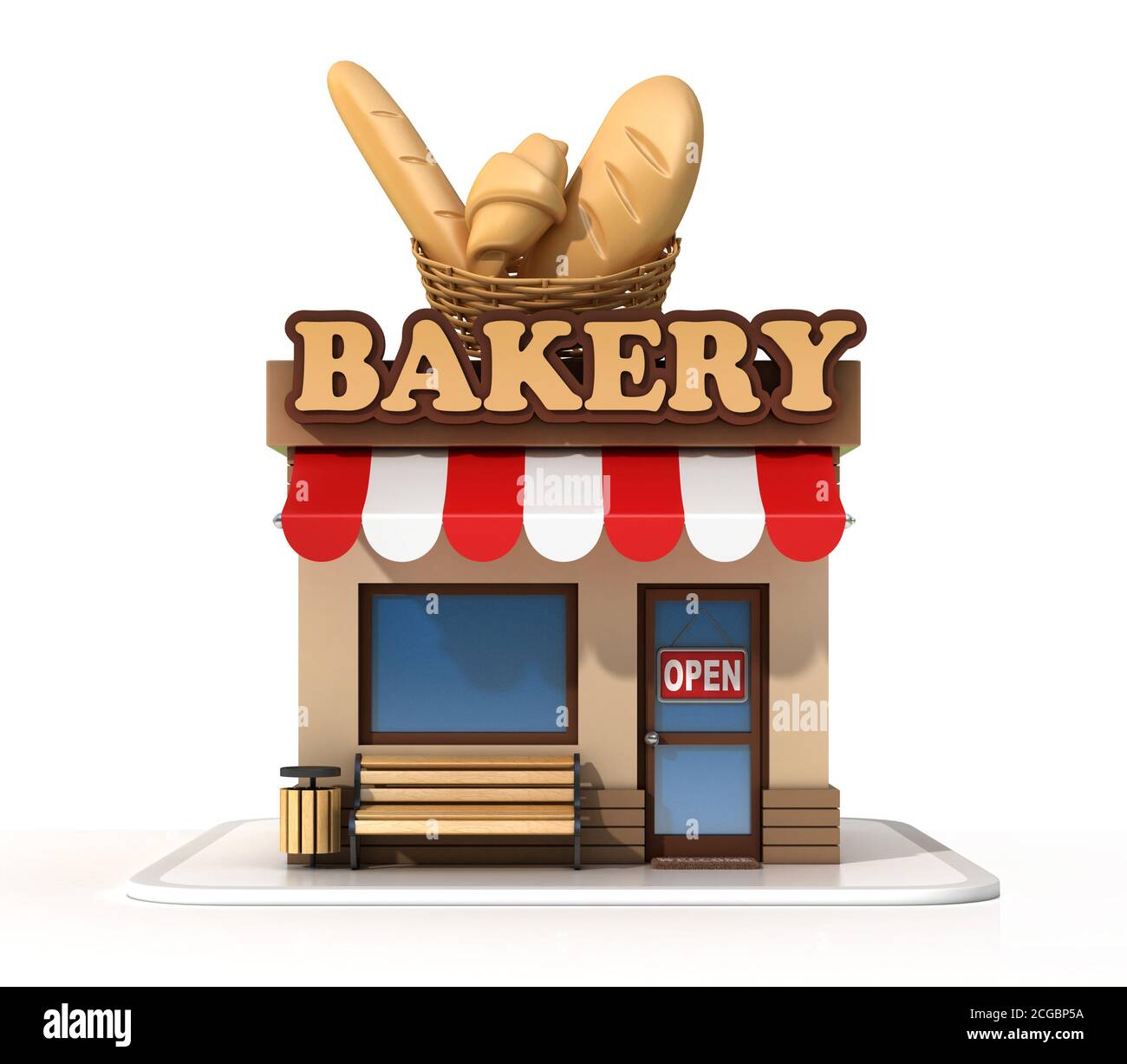 Bakery mini shop store front 3d rendering Stock Photo - Alamy