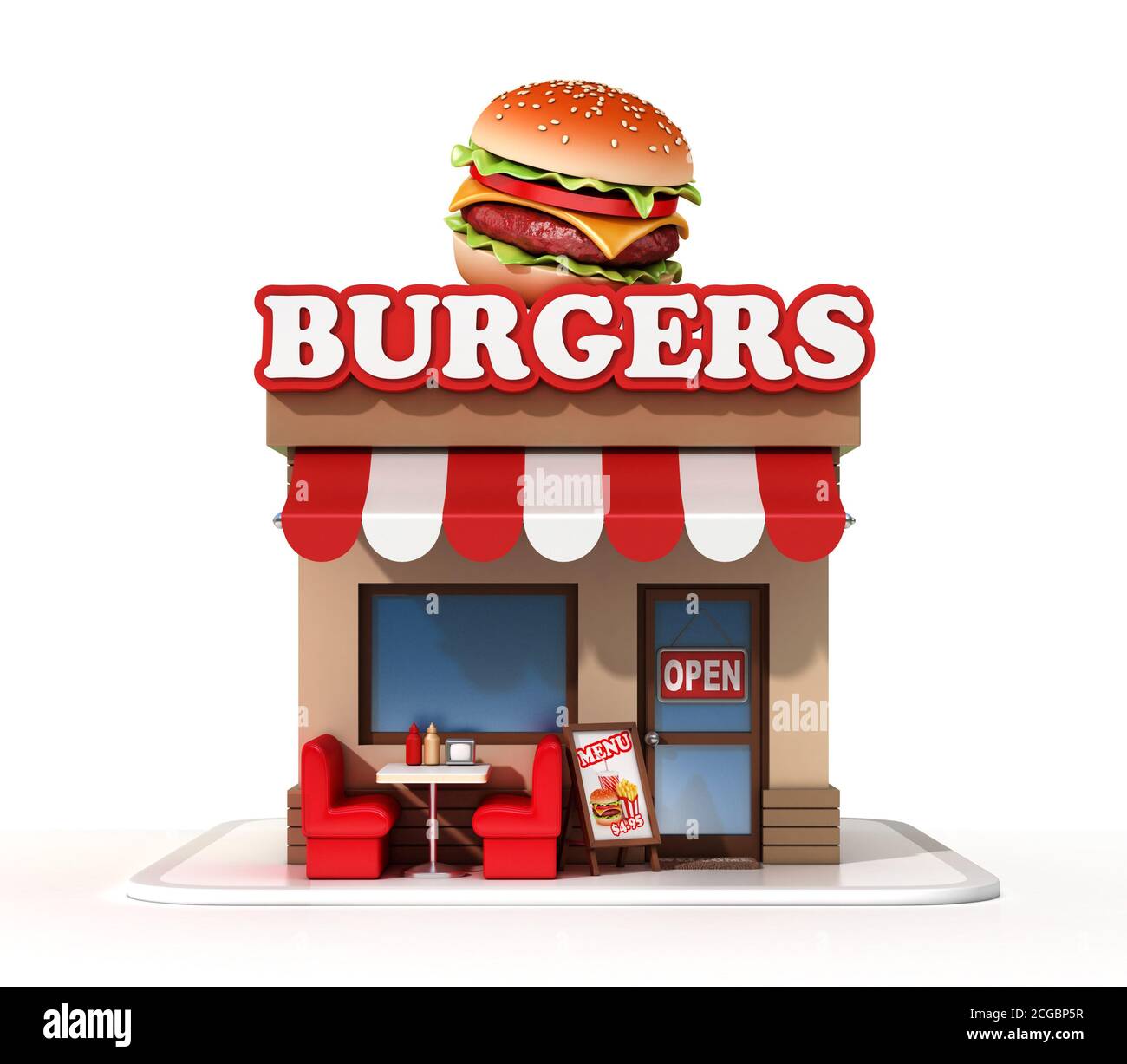 Burger mini store 3d rendering Stock Photo - Alamy