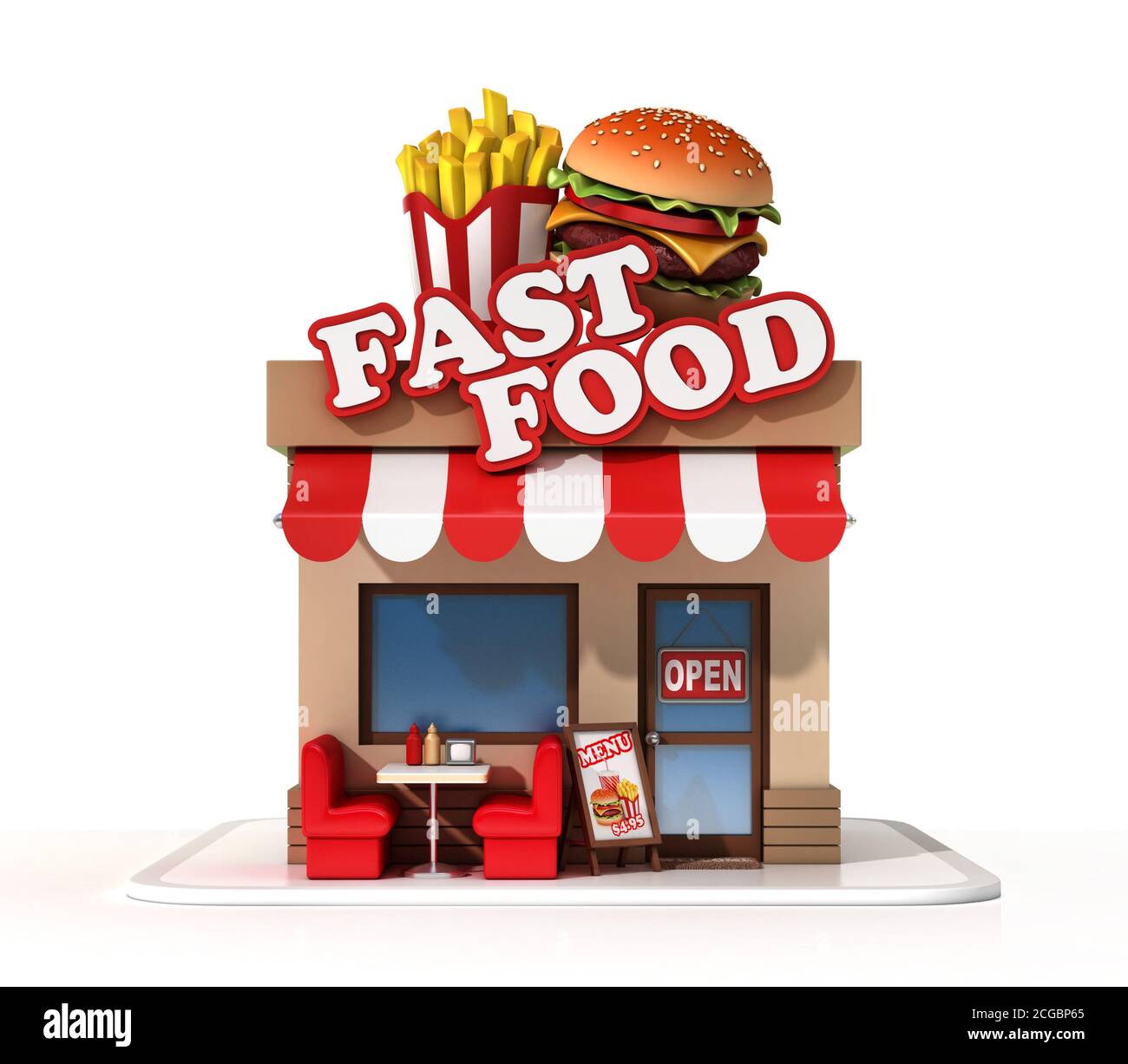 Fast food restaurant 3d rendering Stock Photo - Alamy