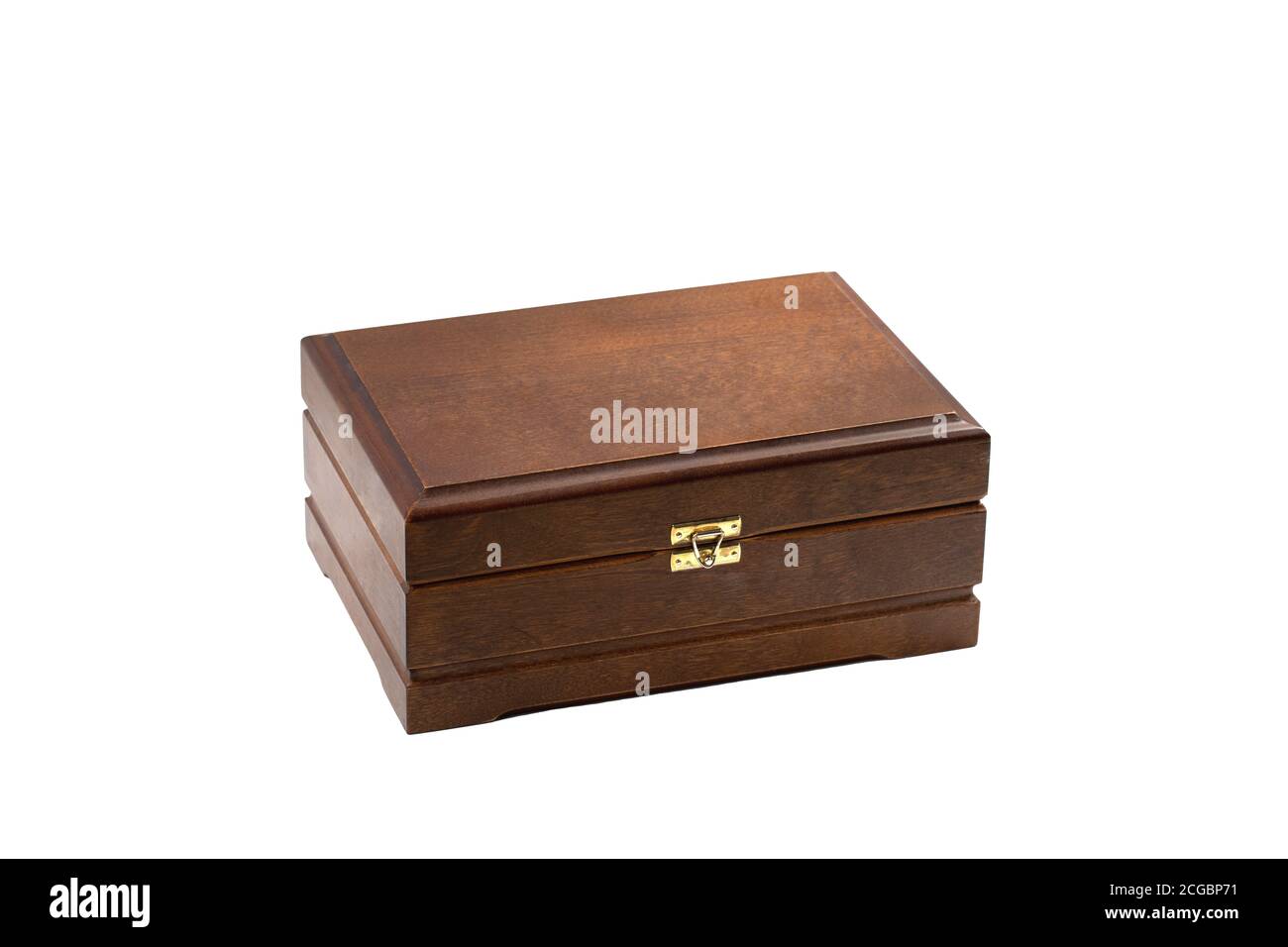 brown wooden box with lid and latch isolated on white background Stock ...