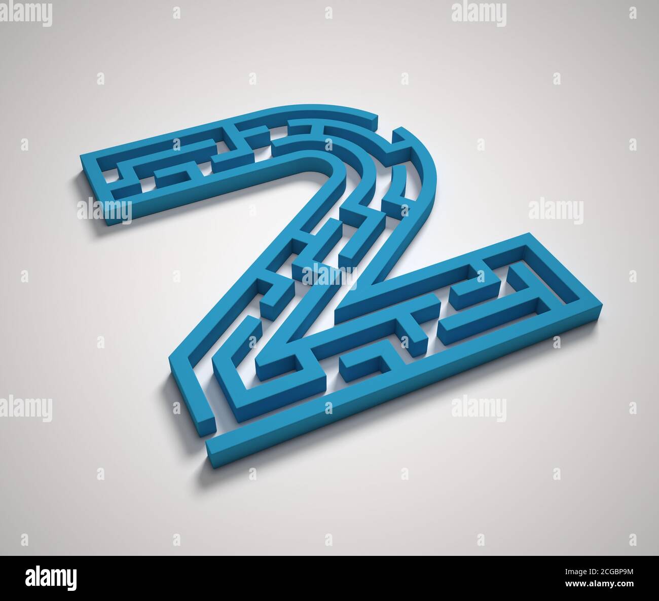 Maze font 3d rendering number 2 Stock Photo - Alamy
