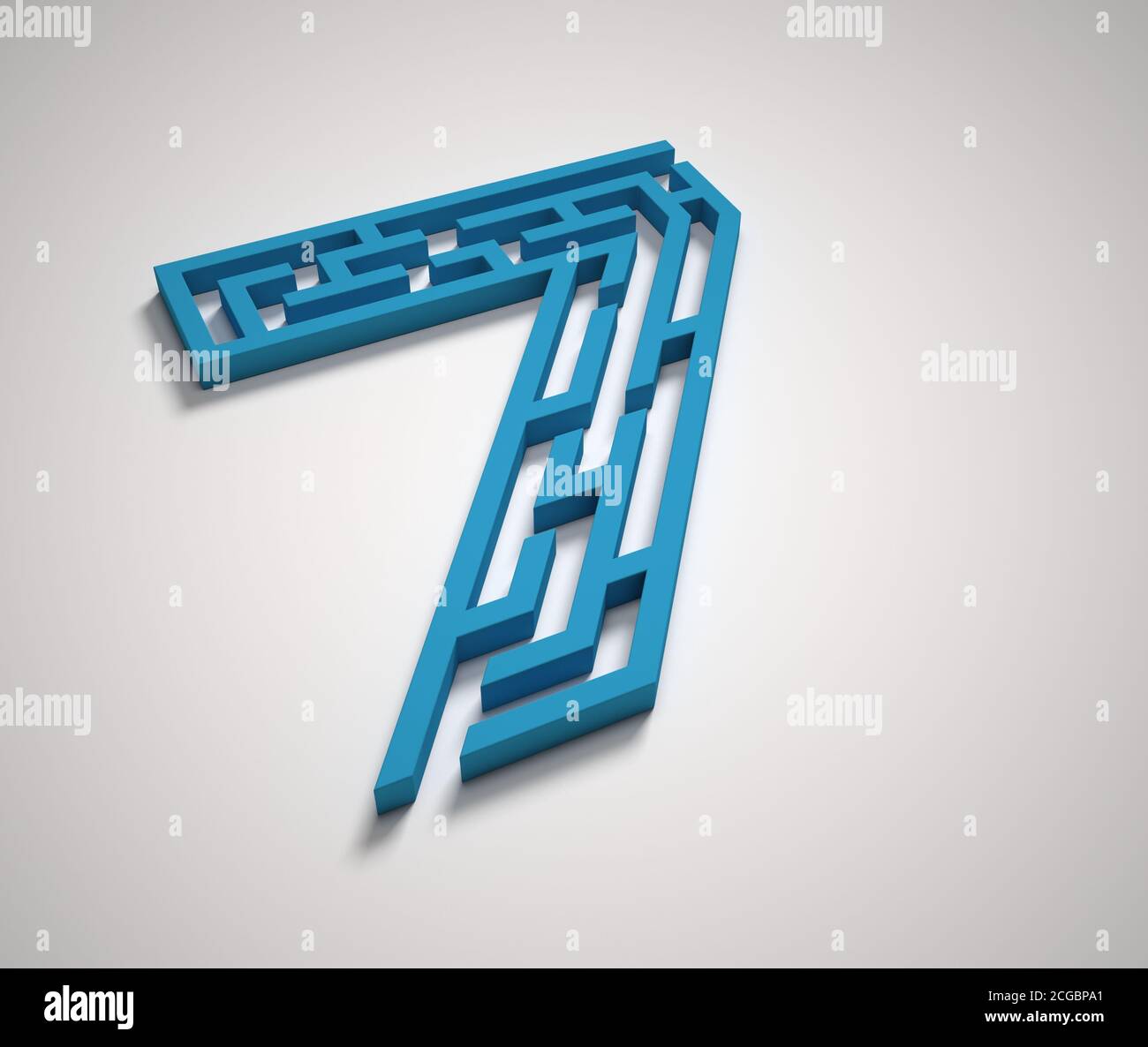 Maze font 3d rendering number 7 Stock Photo - Alamy