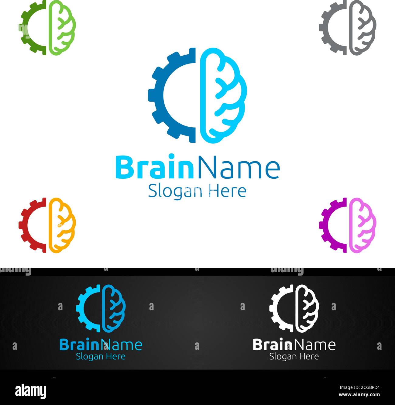 Fix Brain Logo with Think Idea Concept Vector Design Stock Vector Image ...