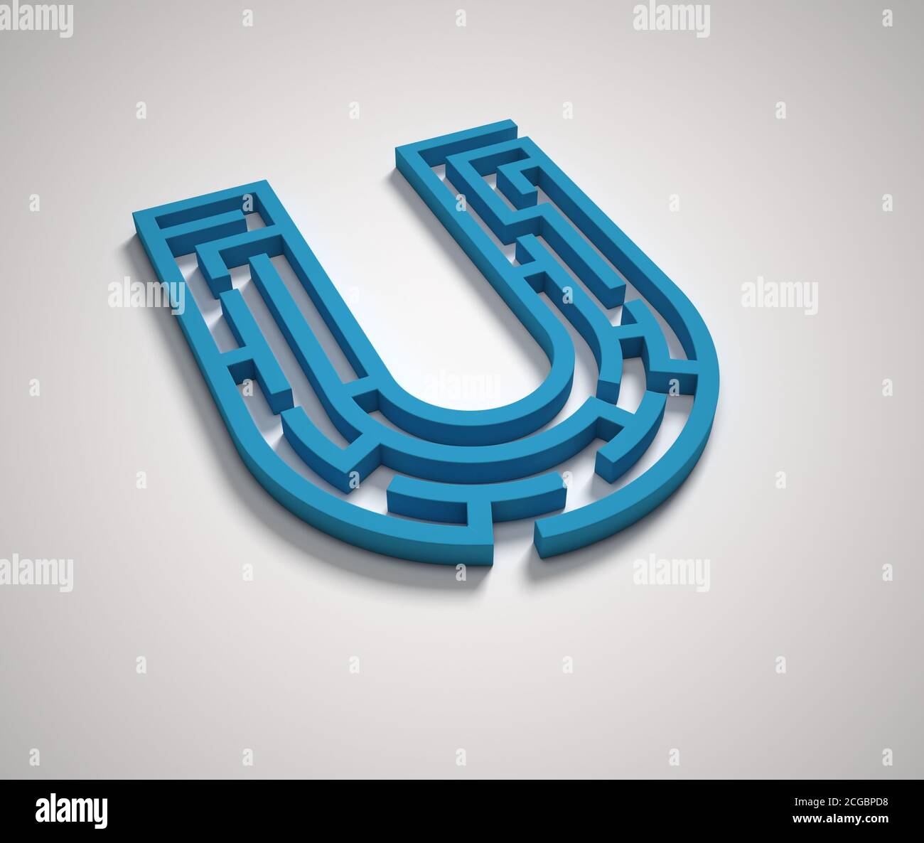 Maze font 3d rendering letter U Stock Photo - Alamy