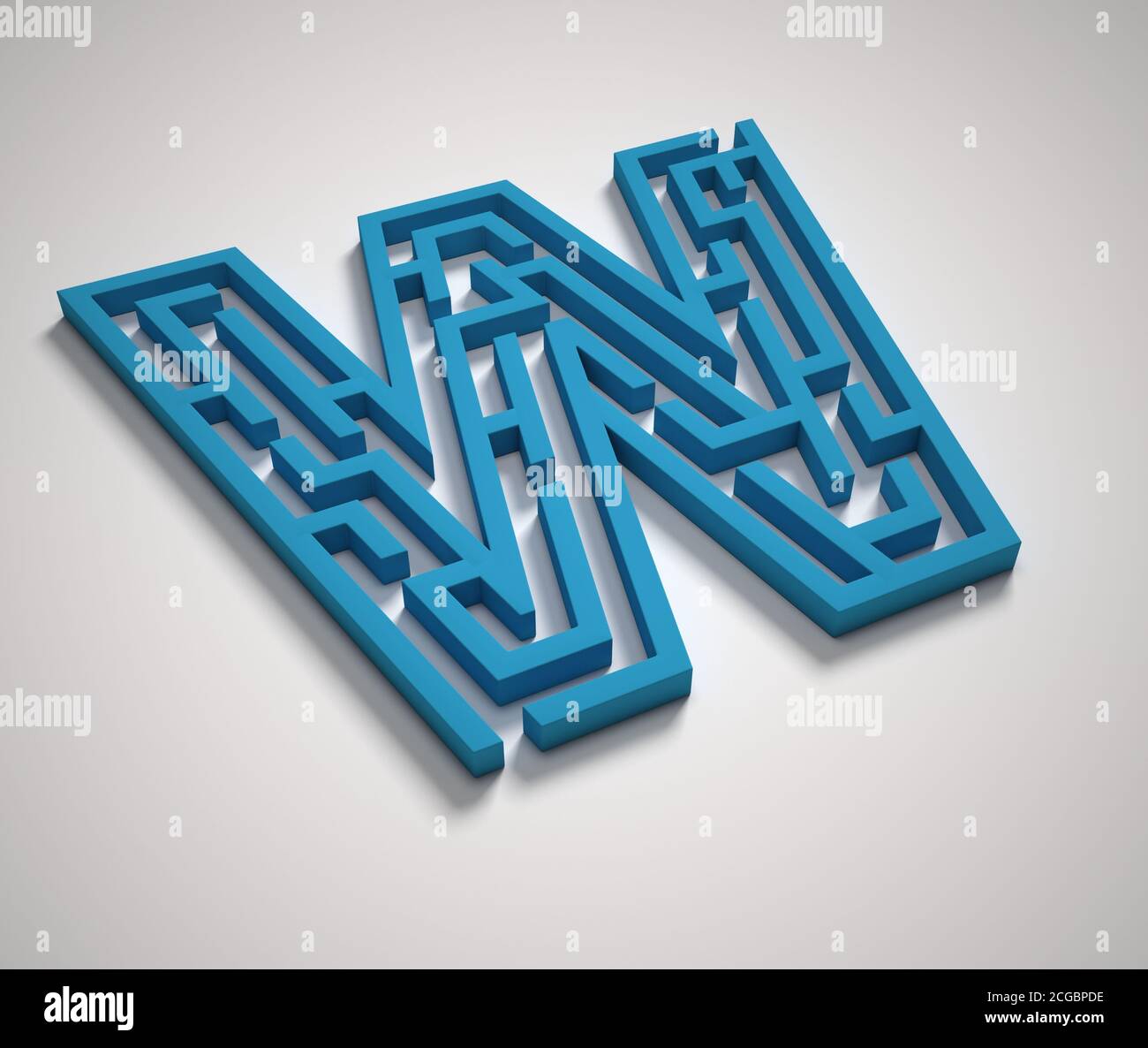 Maze font 3d rendering letter W Stock Photo - Alamy