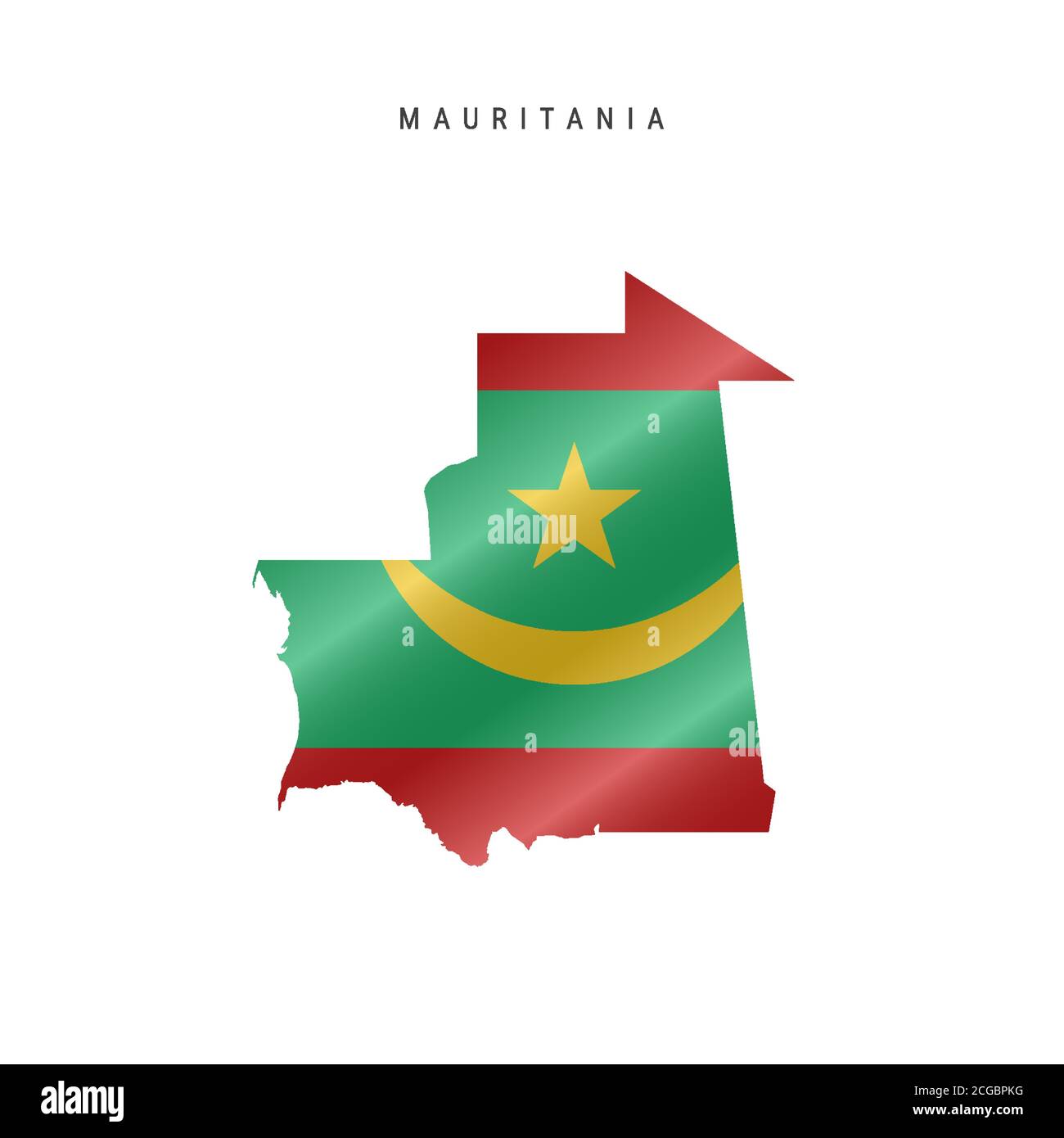 Waving Flag Map Of Mauritania Vector Illustration Stock Vector Image