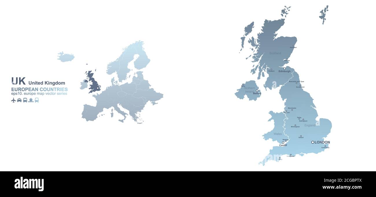 United Kingdom map. blue gradient vector map of European countries ...