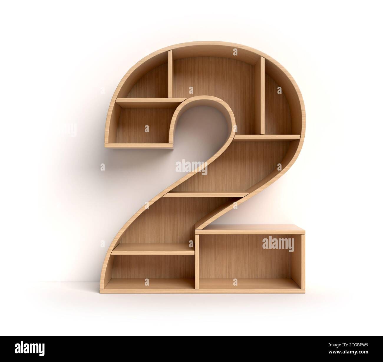 Shelf font 3d rendering number 2 Stock Photo - Alamy