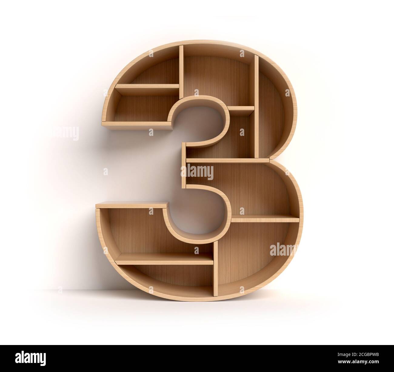 Shelf font 3d rendering number 3 Stock Photo - Alamy